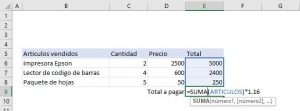 Como utilizar nombres de rango en las fórmulas de Excel